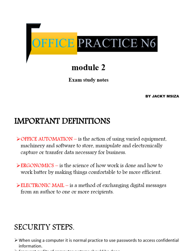 Office Practice N6 Module 2 Notes | PDF | Mail | Computer File