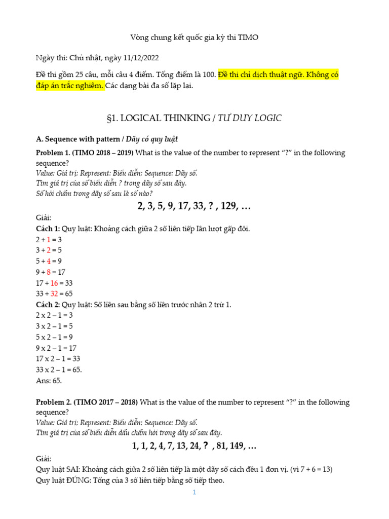 (CH A) Lesson 1. Logical Thinking | PDF