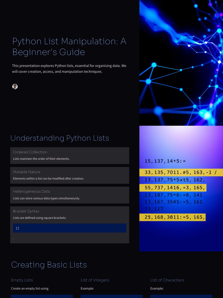 Python List Manipulation A Beginners Guide | PDF | String (Computer Science) | Computing