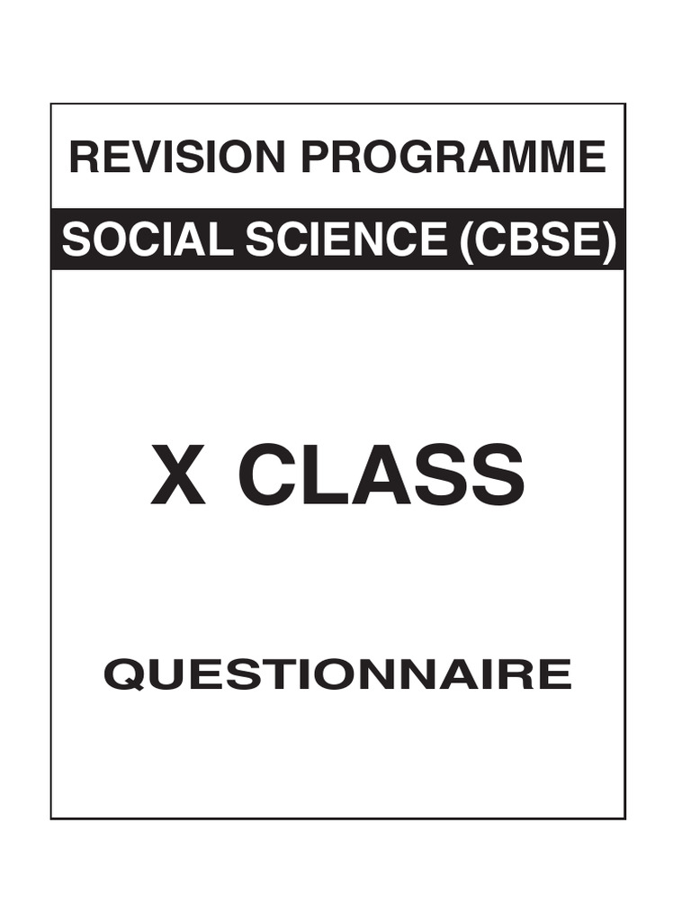 X Social Science Questionnaire 1 To 3 Sessions (CBSE) (2024-25) | PDF ...