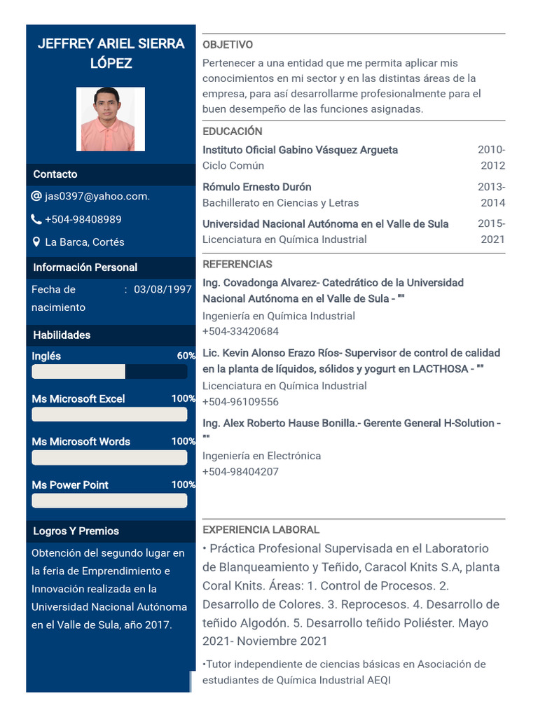 Jeffrey Sierra Curriculum Vitae Profesional | PDF