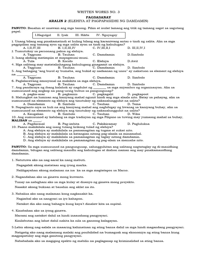 Written Works No.3 Fil9 Q3docx | PDF