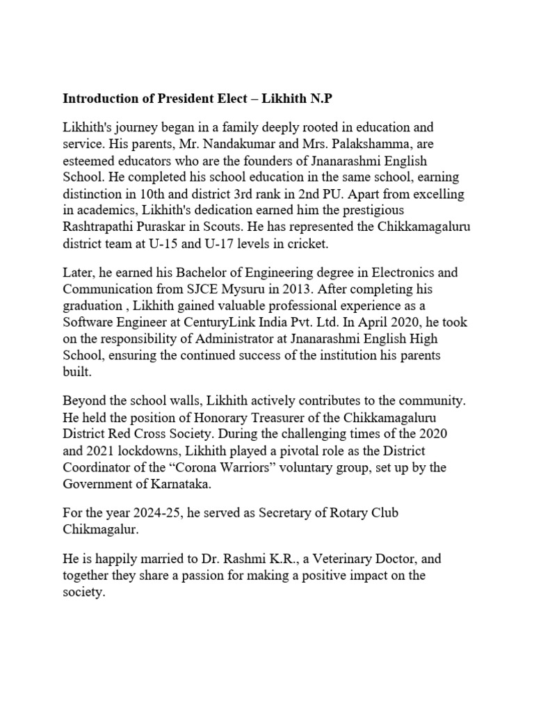 Likhith Introduction | PDF