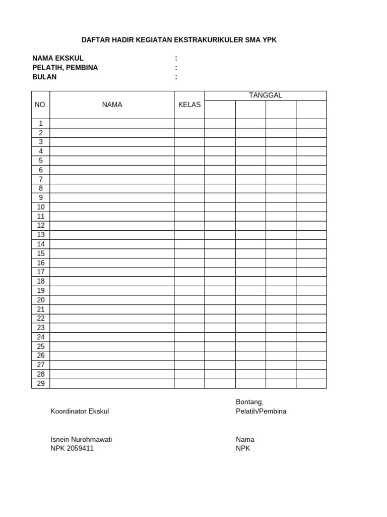 Format Laporan Ekskul | PDF