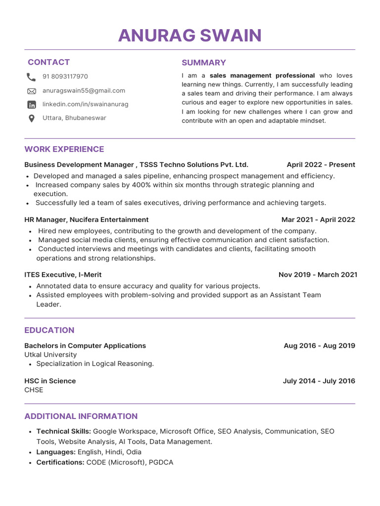 Anurag Swain - Resume | PDF