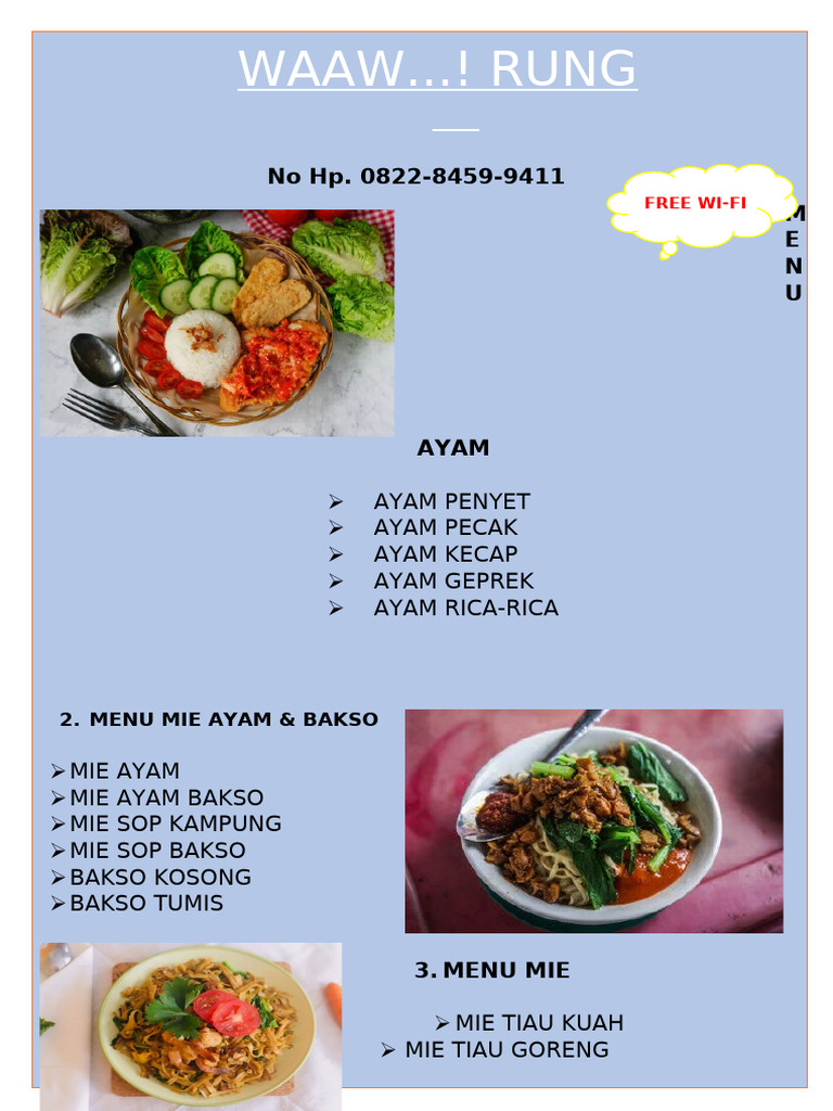 Daftar Menu Mbak Yani | PDF