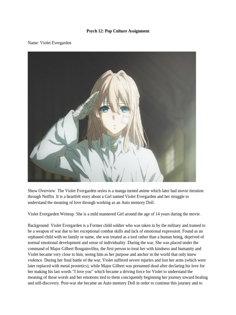 Violet Evergarden - Personality Profile | PDF | Self Actualization | Psychology