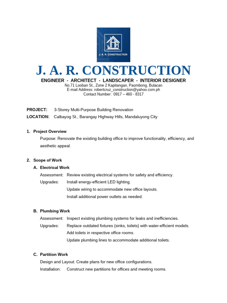 Mandaluyong Scope of Work Calbayog | PDF | Wall | Ceiling