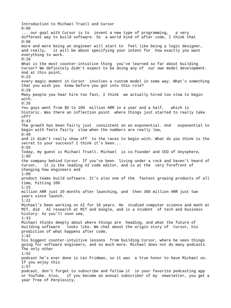 cursor采访 | PDF | Computer Programming | Artificial Intelligence