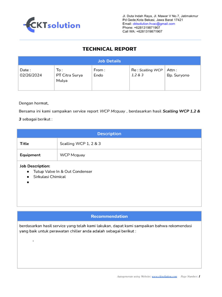 CKTS-TR-PT Citra Surya Mulya -Scalling WCP 1,2 & 3 | PDF