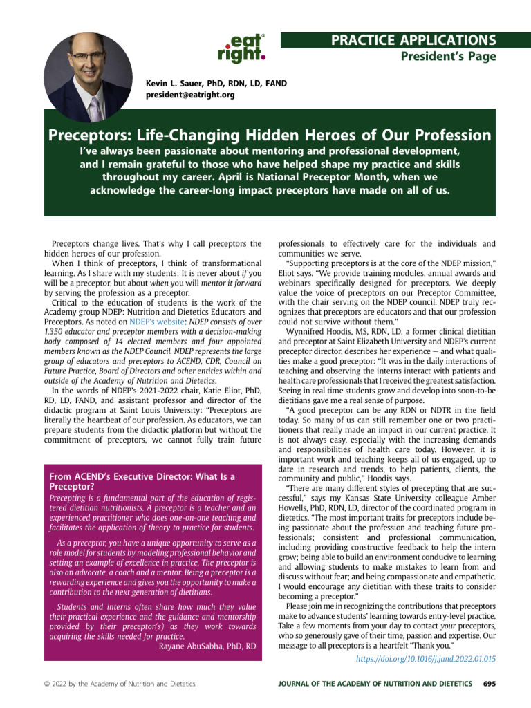 Preceptors Life Changing Hidden Heroes of Our Pro | PDF | Dietitian ...