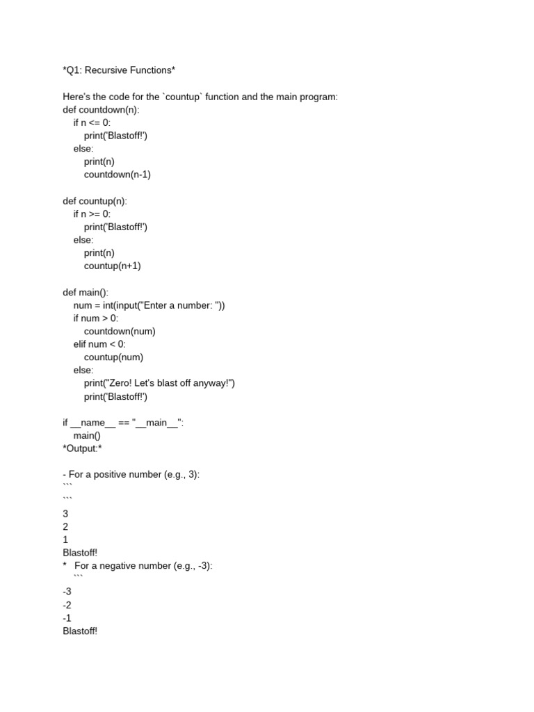 Q1 - Recursive Functions | PDF