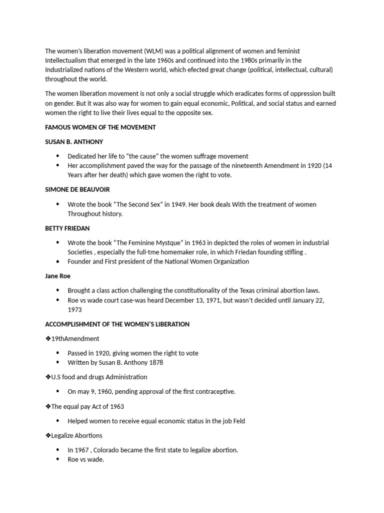 Women Liberation Movement | PDF | Gender Studies | Feminism