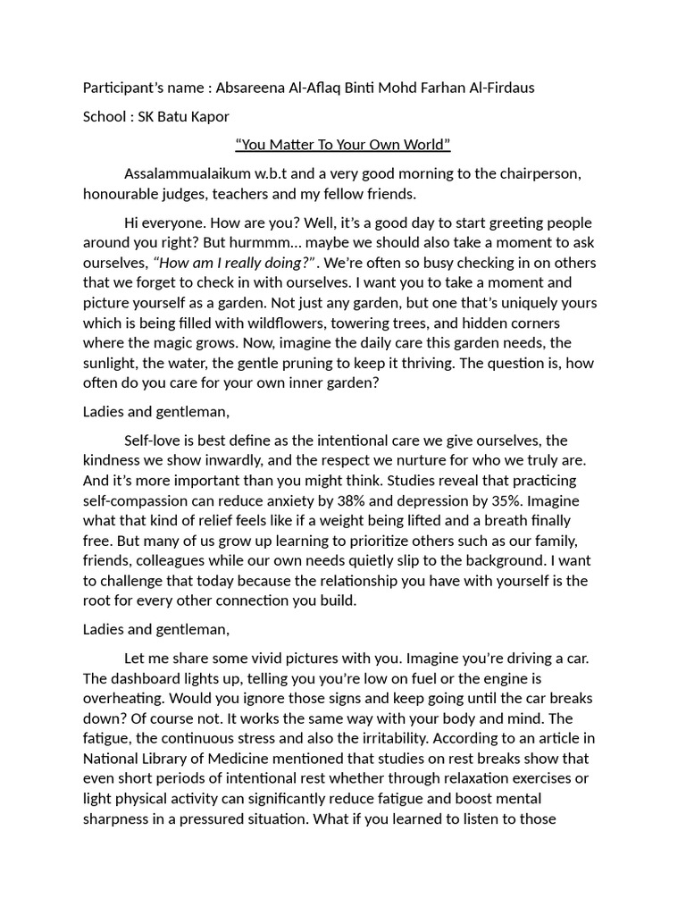 Public Speaking Text SK Batu Kapor | PDF | Psychology | Behavioural ...