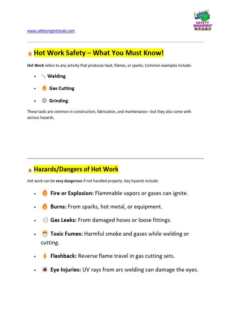 Hot Work Safety | PDF