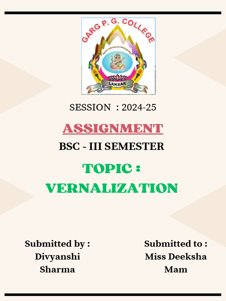 Vernalization Assignment BSC III Semester | PDF