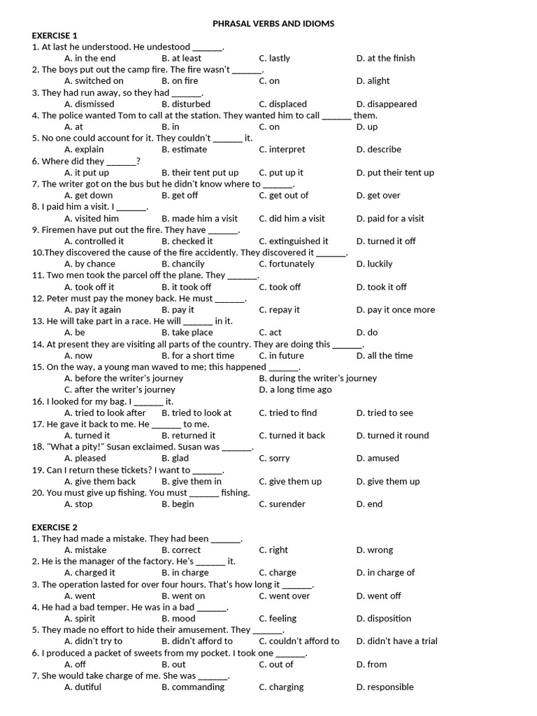 Phrasal Verbs and Idioms | PDF