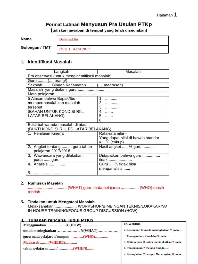 LATIHAN PRA USULAN PTKP | PDF