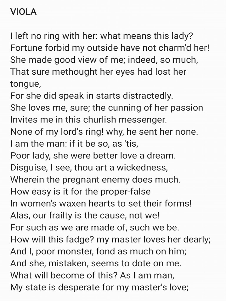 12th Night Viola Monologue | PDF