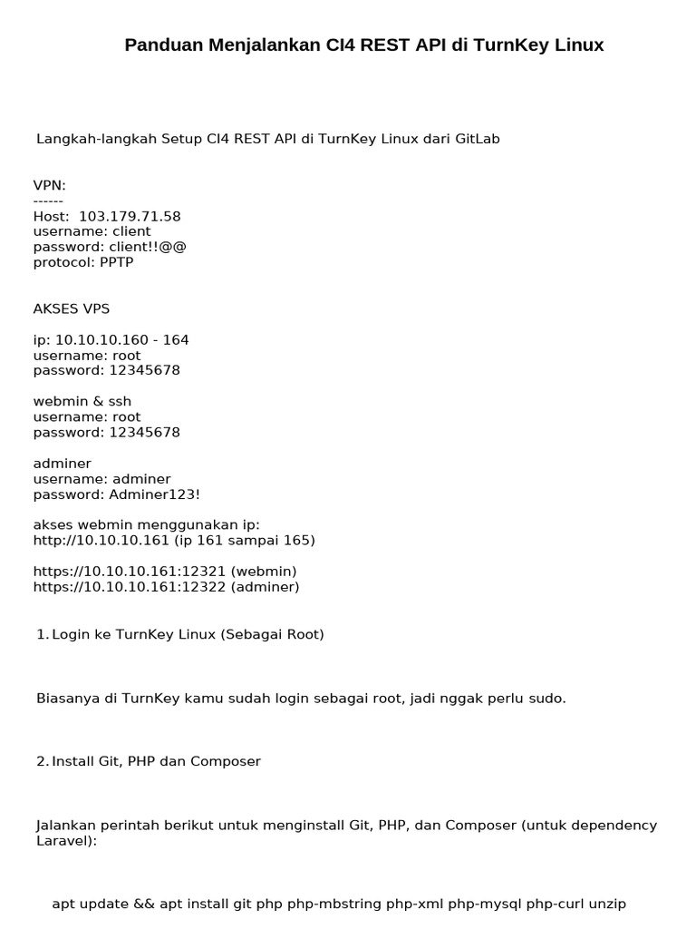 Setup CI4 REST API di TurnKey Linux | PDF