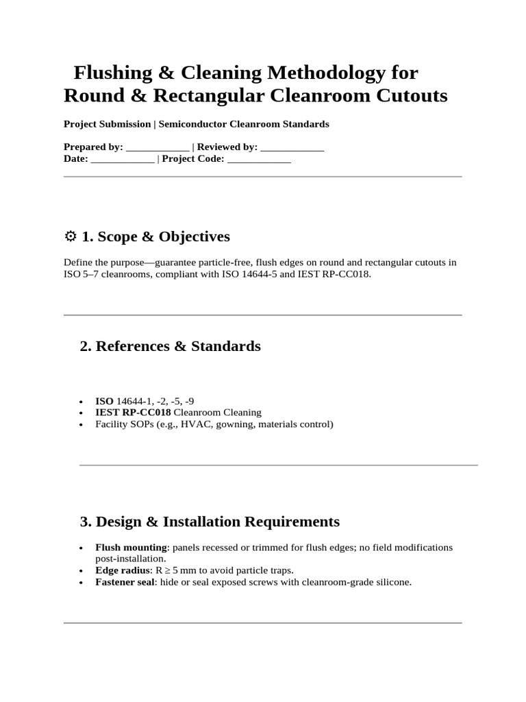 Cleanroom Cutout Flushing Protocol Guide | PDF