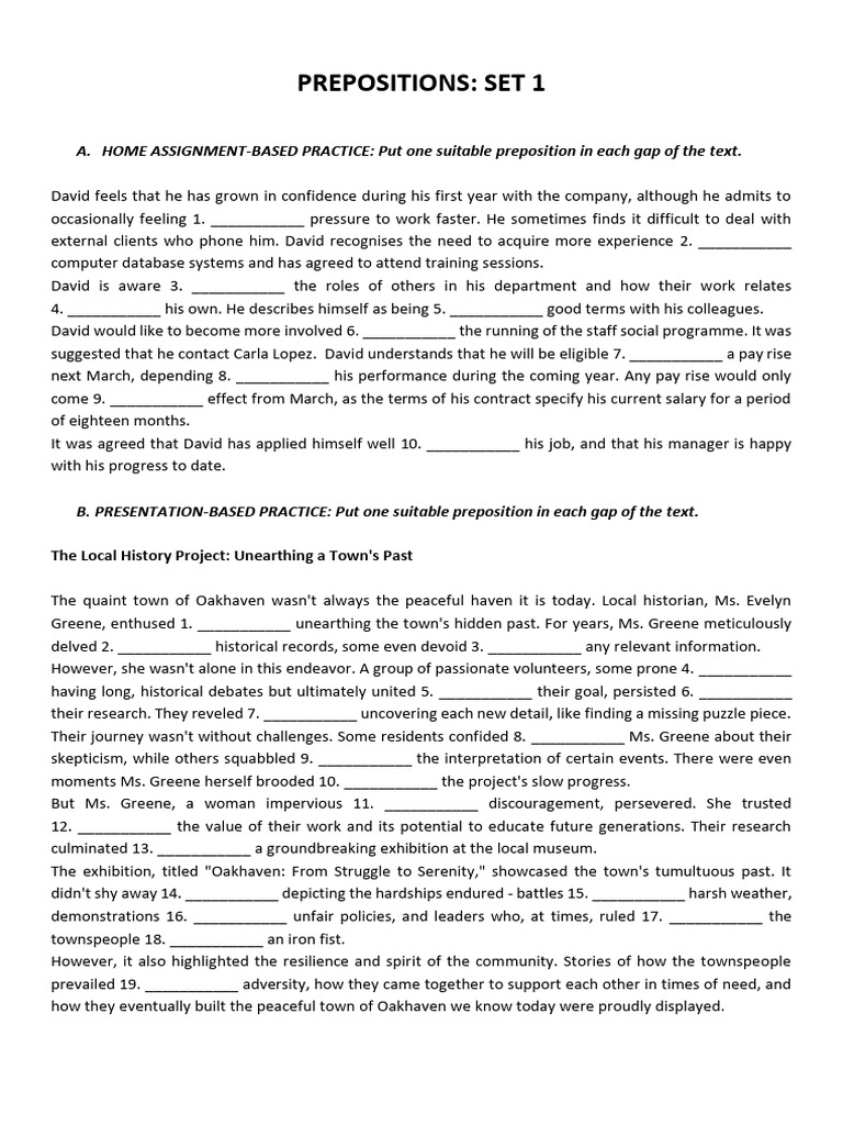 Prepositions In-Class Gap-Filling Sets | PDF | Learning | Learning Styles