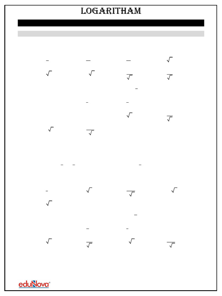 11th Logarithm Sheet | PDF | Logarithm | Numbers