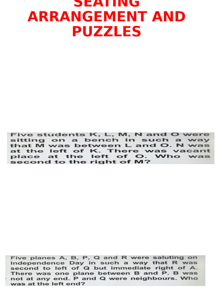 Seating Arrangement, Puzzles | PDF