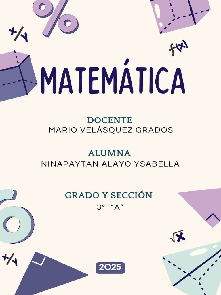 Documento A4 Proyecto de Matemáticas Infantil Morado y Azul | PDF
