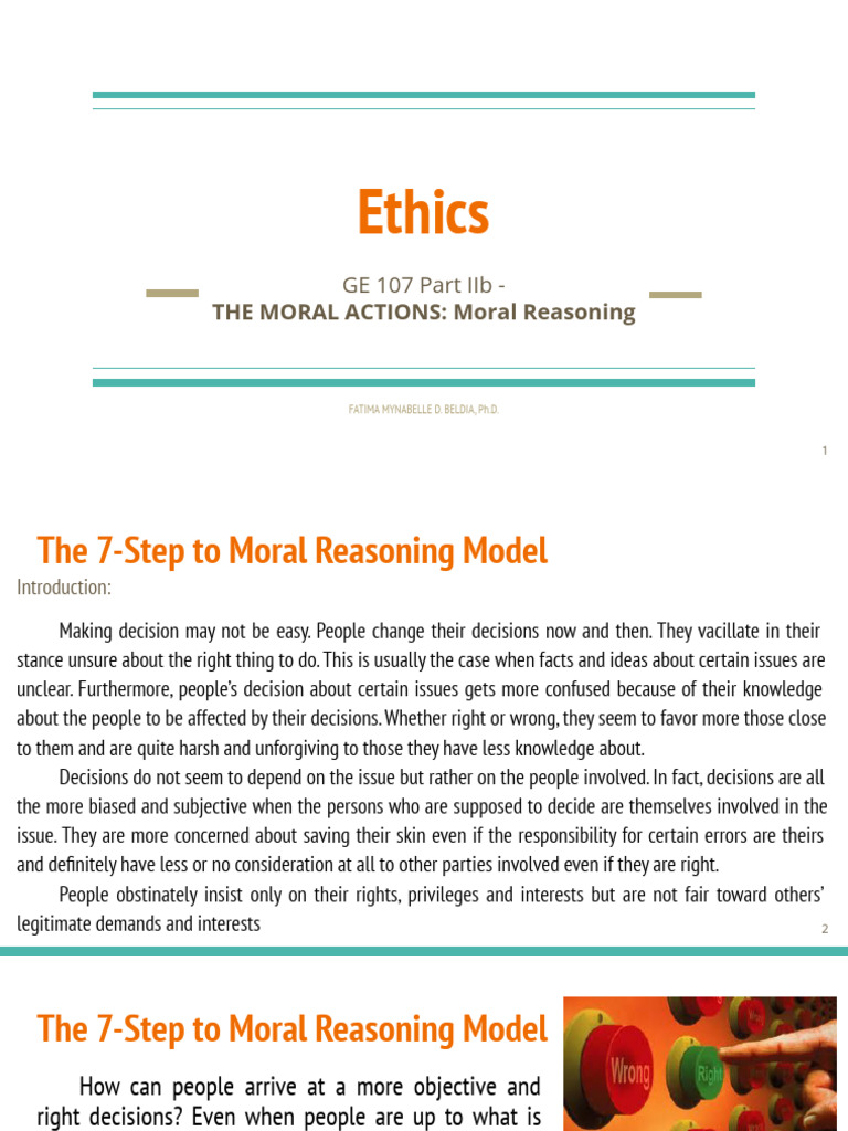 G Ethics Part IIb - The Moral Action - Moral Reasoning | PDF | Reason ...