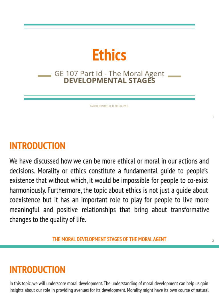 E Ethics Part 1d The Moral Agent - Developmental Stages | PDF ...