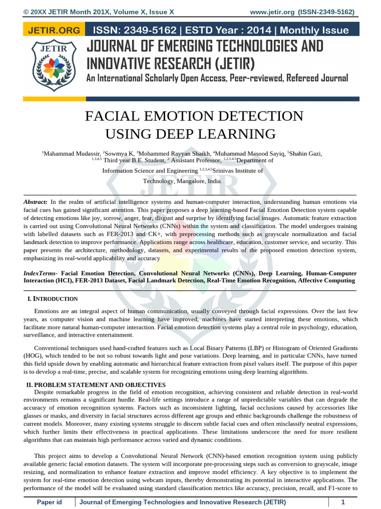 Facial Emotion Detection | PDF | Emotions | Deep Learning