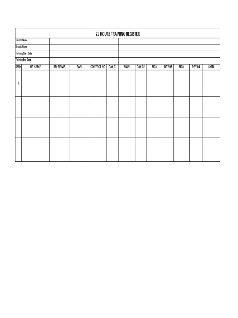 Training Sheet | PDF