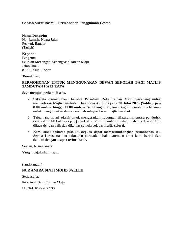 Contoh Surat Rasmi | PDF