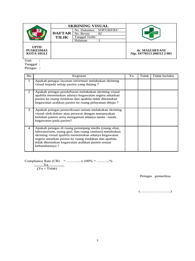 Prosedur Skrining Visual di Puskesmas | PDF