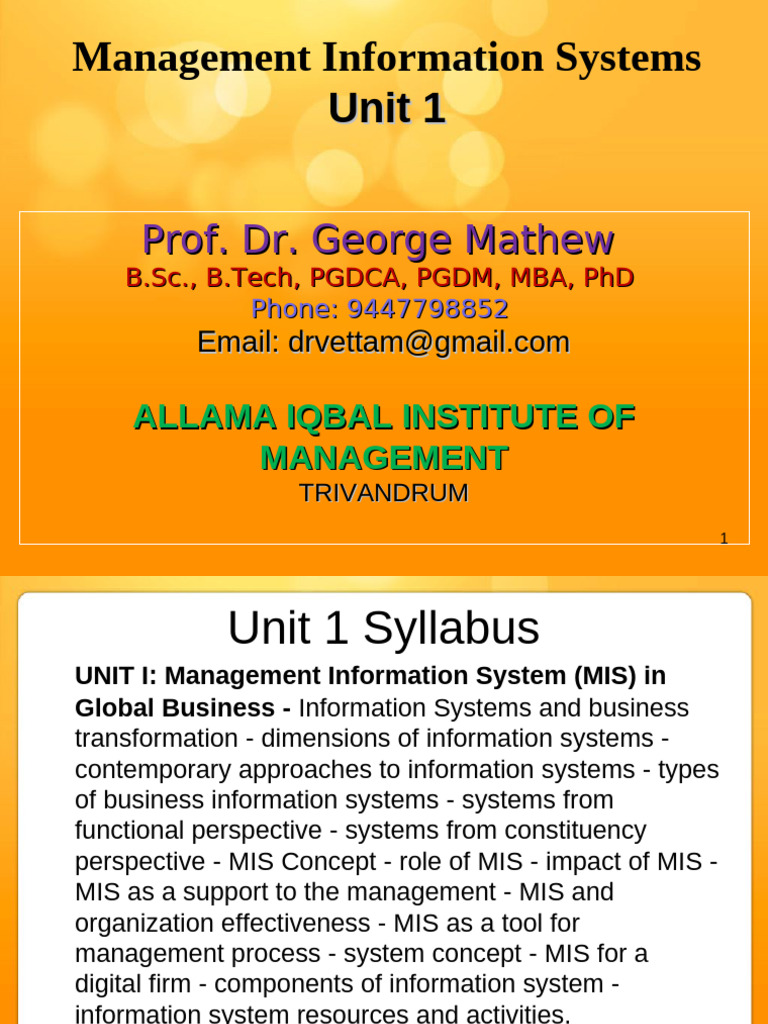 Management Information Systems Overview | PDF | System | Customer ...