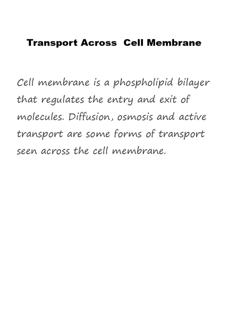 Transport Across Cell Membrane | PDF | Cell Membrane | Osmosis