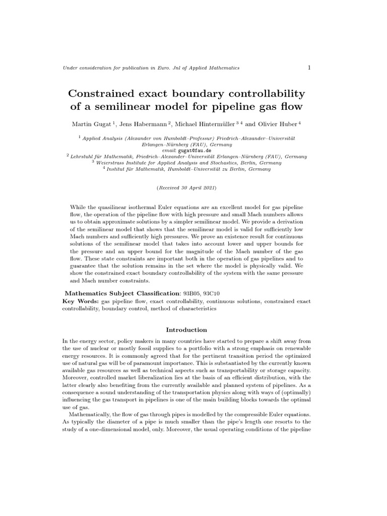 Constrained Controllability in Gas Flow | PDF | Gases | Fluid Dynamics