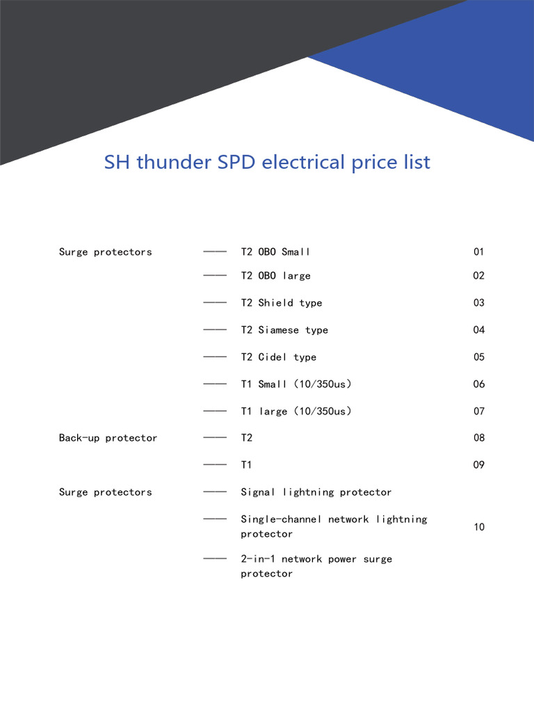 SH Thunder SPD Electrical Price List | PDF