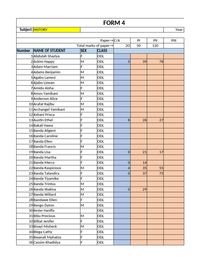 Form 4 2024-25 Term 1 History | PDF