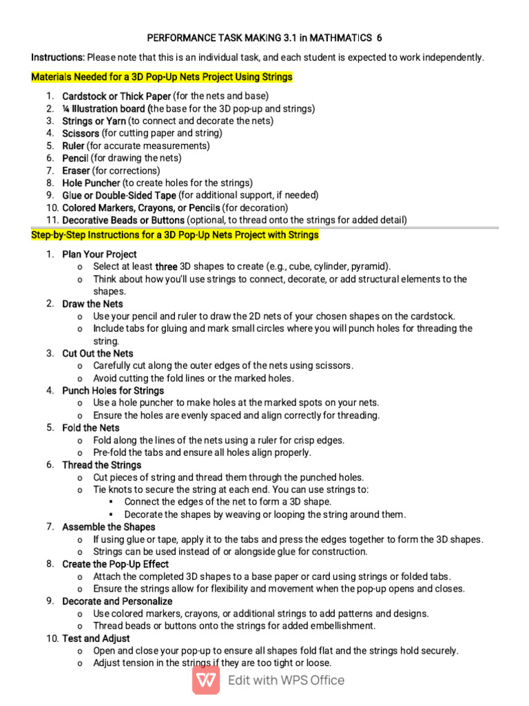 Math 6 Performance Task 3.1 Making | PDF | Accuracy And Precision