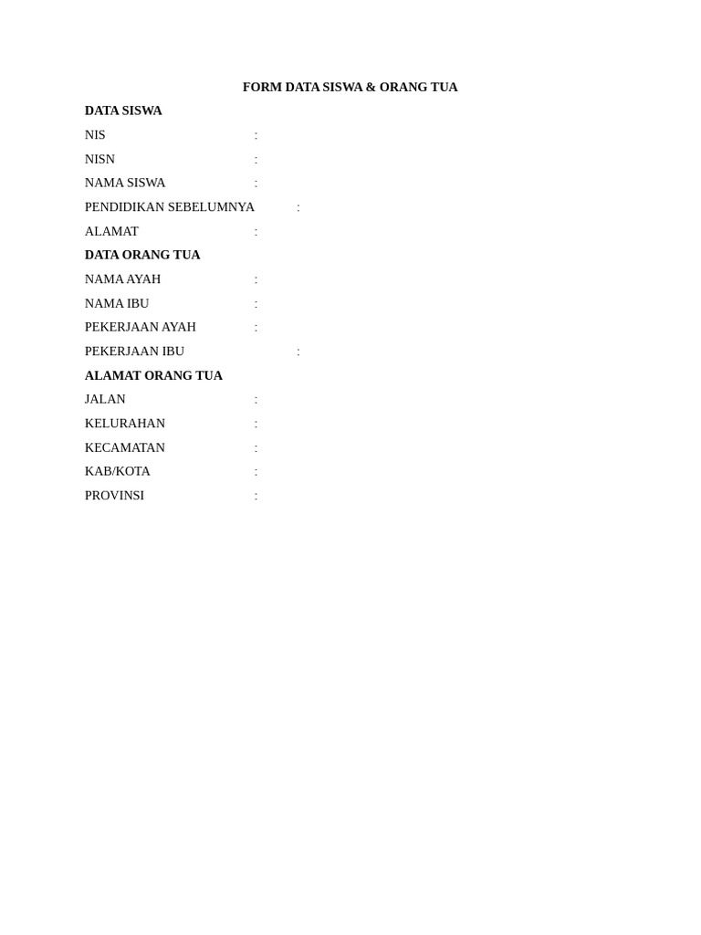 Form Data Siswa | PDF