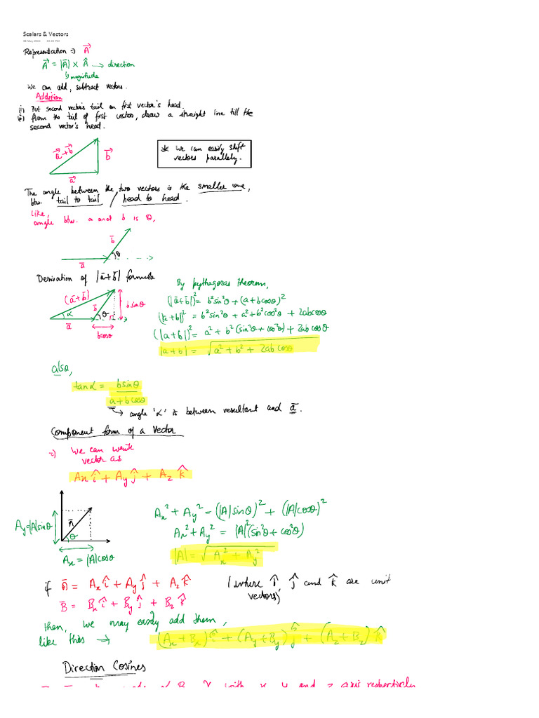 Scalars & Vectors | PDF