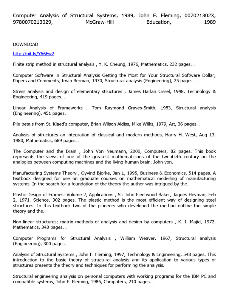 Computer Analysis of Structural Systems | PDF | Structural Analysis