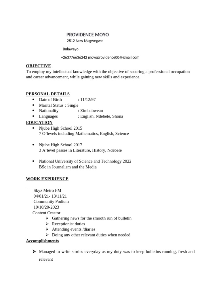 Journalism Graduate with Media Experience | PDF