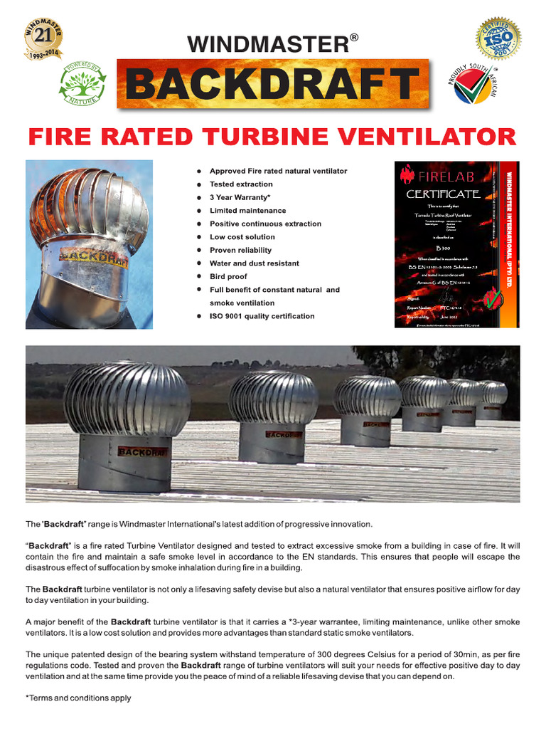 Backdraft Fire Rated Turnbine Ventilator | PDF