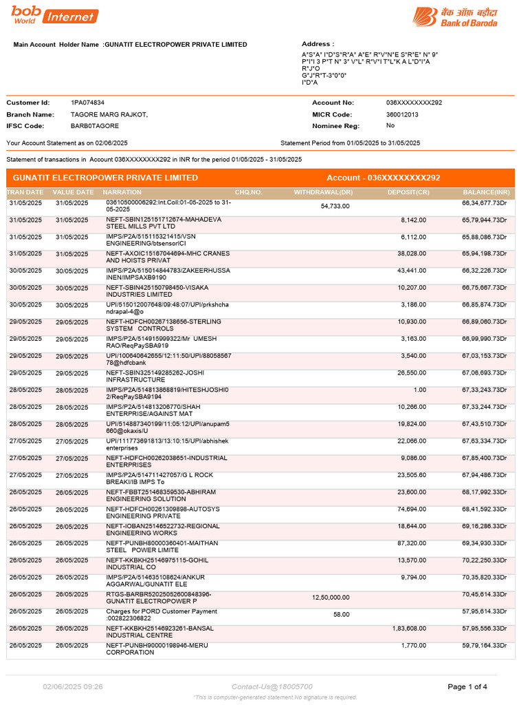 Gunatit Electropower Account Statement | PDF | Personal Finance ...
