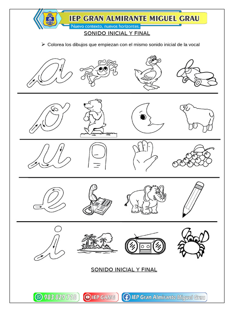 Sonido Inicial y Final-Raz. Verbal-1° | PDF