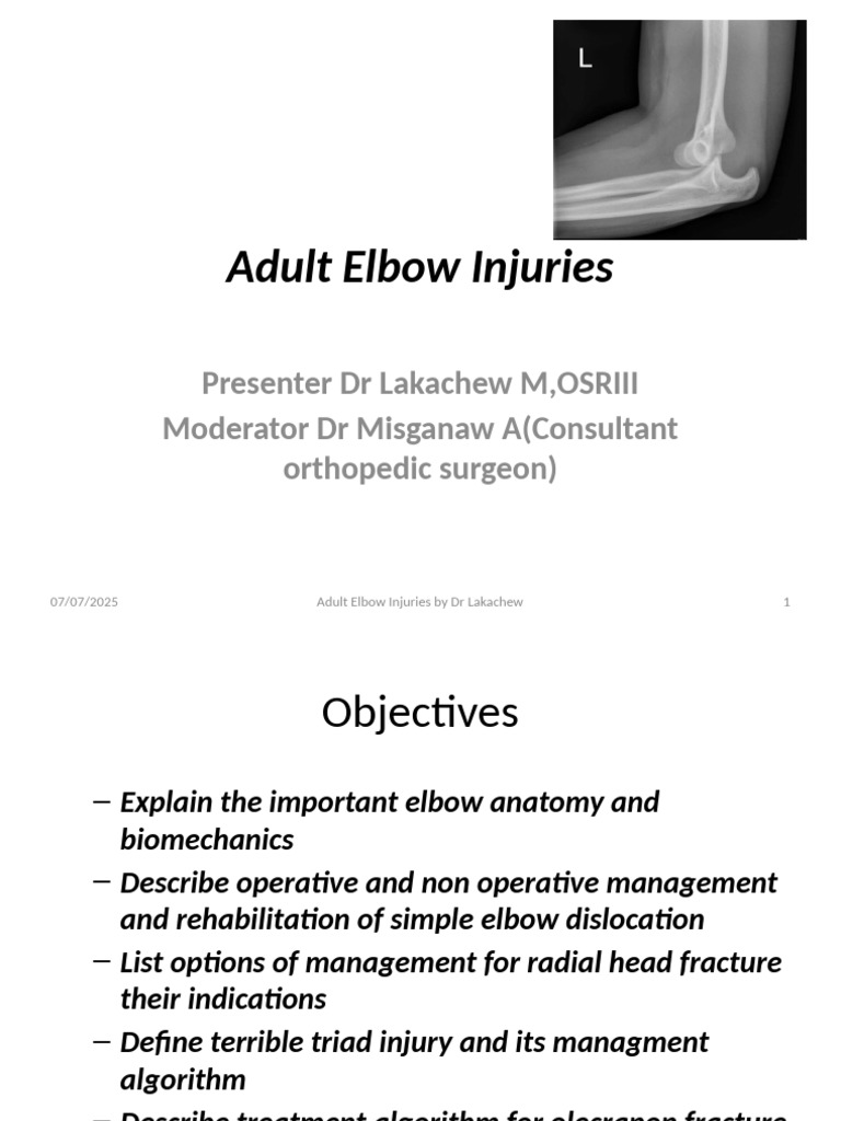 Adult Elbow Injury Management Guide | PDF | Elbow | Joints
