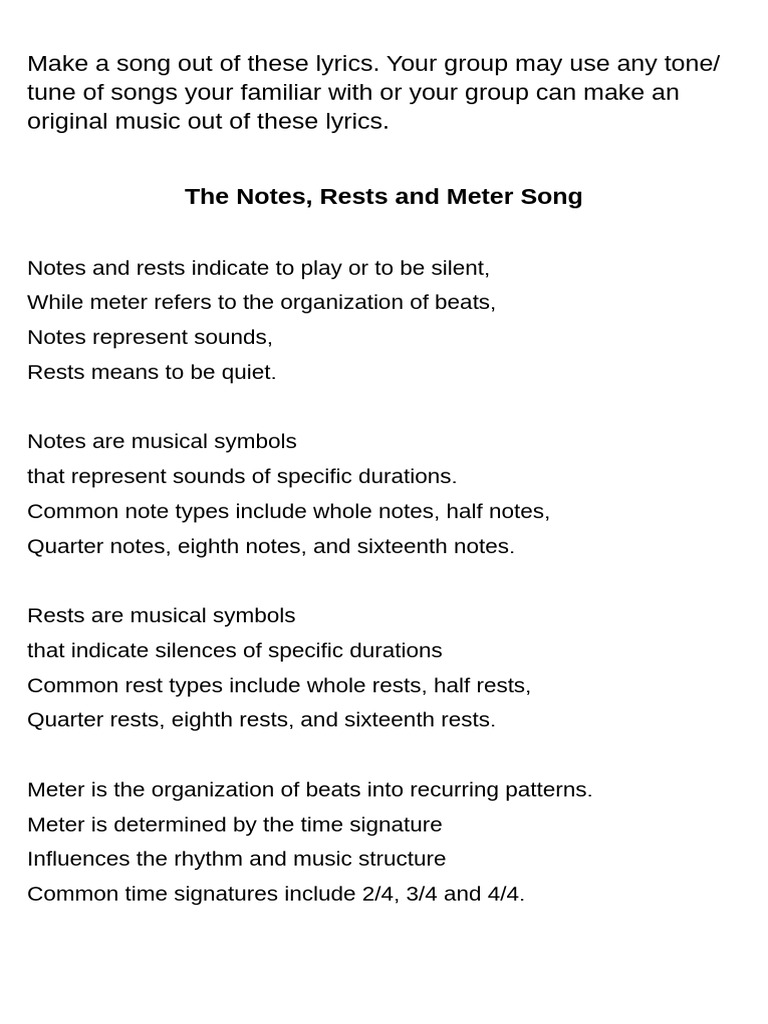 Understanding Notes, Rests, and Meter | PDF